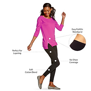 No Nonsense Women's Leggings - Soft Cotton Feel, Comfortable & Perfect for Layering, Gentle Elastic Waistband, Black, 2X