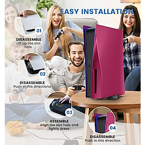 PS5 Faceplate Case PS5 Plate Cosmic Red Replacement Cover for Disc Playstation 5, Hard Shell Case Shockproof Side Plates Skin for PS5 Disc Version Console - Red