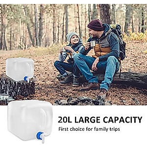 OMYOPY 2 Pack Collapsible Camping Water Container Carrier with Spigot, 5.3 Gallon Portable Foldable Water Storage Cube Jug Canteen Tank for Outdoor Sports Camping Hiking Emergency
