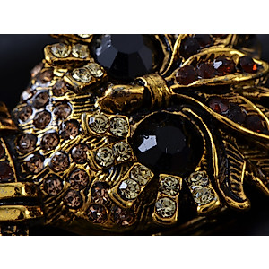 Alilang Antique Gold Tone Topaz Brown Rhinestone Wise Owl Bird Stretch Statement Ring