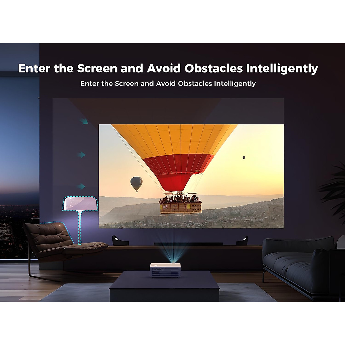 Auto Focus & Auto Keystone with WiFi 6 and Bluetooth 5.2, Agreago Native 1080P 4K Supported Outdoor Projector with Screen, Home Projector Compatible with iOS/Android/HDMI/USB/TV Stick