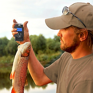 Fish scale, Dr.meter Backlit LCD Display 110lb/50kg PS01 Fishing Scale with Measuring Tape, Electronic Balance Digital Fishing Postal Hanging Hook Scale with 2 AAA Batteries-Fishing Gifts for Men