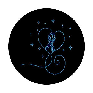 Colorectal Heart Blue Ribbon Colon Cancer Awareness Gift PopSockets PopGrip: Swappable Grip for Phones & Tablets