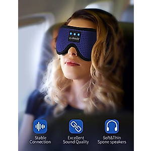 LC-dolida Bluetooth Sleep Mask Sleep Headphones Smart Auto Off Timer Sleeping Headphones for Side Sleepers Breathable 3D Music Eye Mask Cool Tech Gadgets Birthday Holiday Unique Gifts for Men