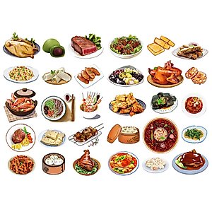 Seasonstorm Chinese Dinner Food Menu Aesthetic Diary Travel Journal Paper Stickers Scrapbooking Stationery School Office Art Supplies (PK523)