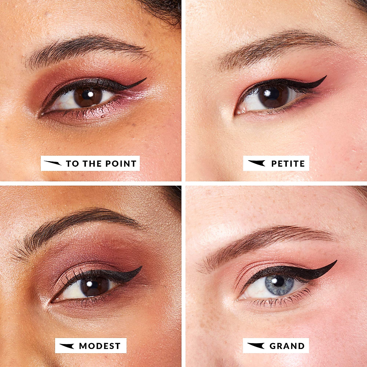 The Quick Flick - Wings Eyeliner Stamp, Felt-Tip Liquid Eyeliner, Water-and-Smudge-Proof Cat Eyeliner, Intense Black Liquid Eyeliner Pen, Grand 12mm (5mm Thickest) Winged Eyeliner Stamp, 2 Pens