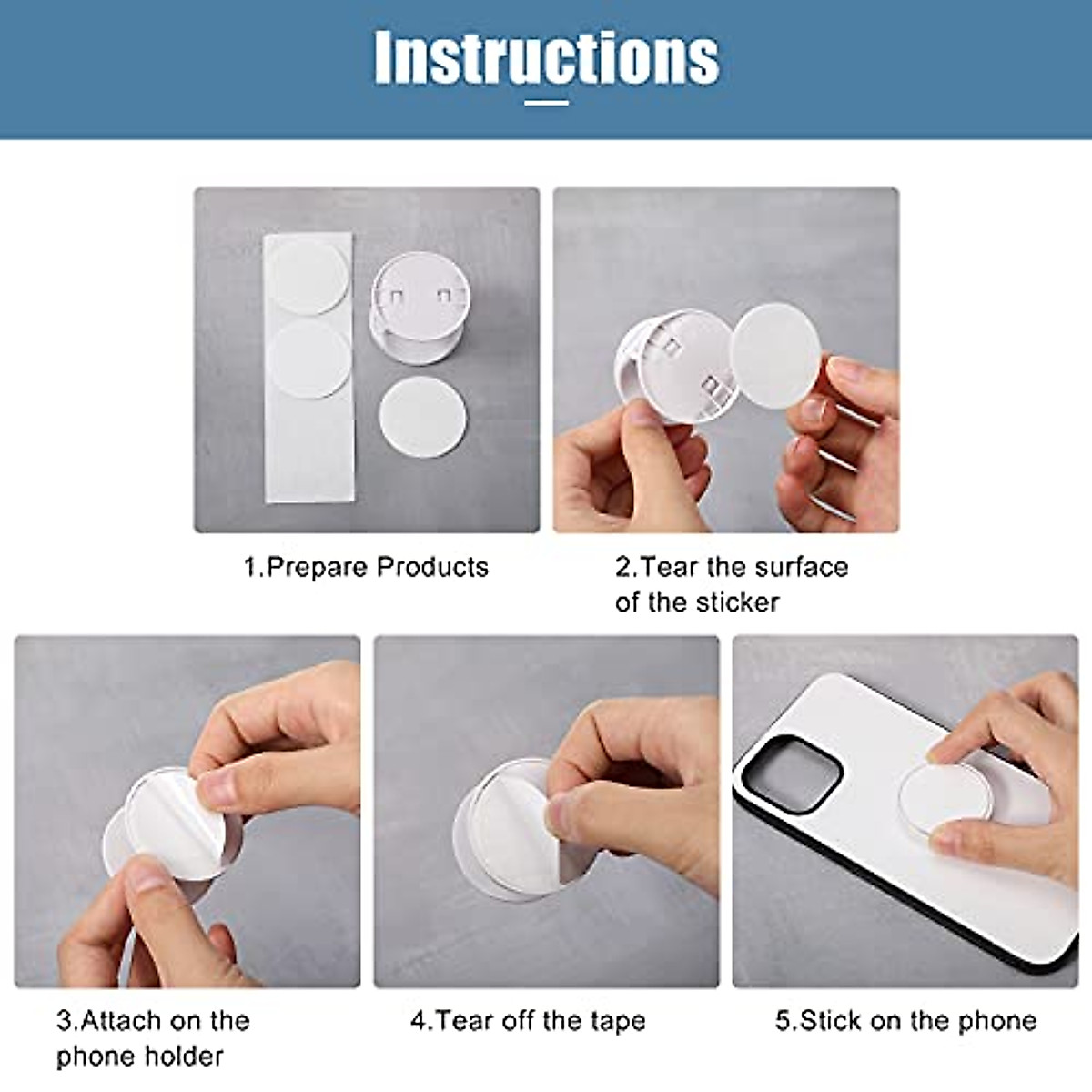 49 Pieces Sublimation Phone Holder Set Sublimation Collapsible Phone Grip Holder Sublimation Blank Phone Holder Phone Grip Self-Adhesive Sublimation Phone Holder for Phone Tablet (Black and White)