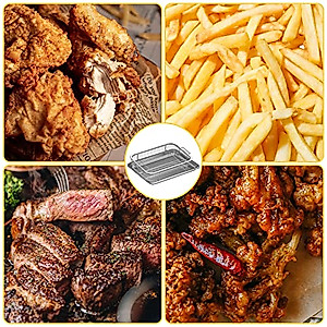 Air Fryer Basket and Tray for Oven, 15.5'' x 12.5'' Stainless Steel Crisper Tray and Basket for Convection Oven, Baking Pan Perfect for the Grill, Dishwasher Safe, 2 Set Medium Size