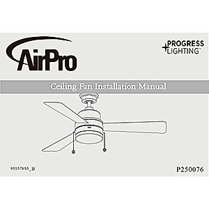 Progress Lighting P250076-31M-WB Trevina V 3-Blade Modern Indoor Ceiling Fan Matte Black with Light Kit and White Opal Shade