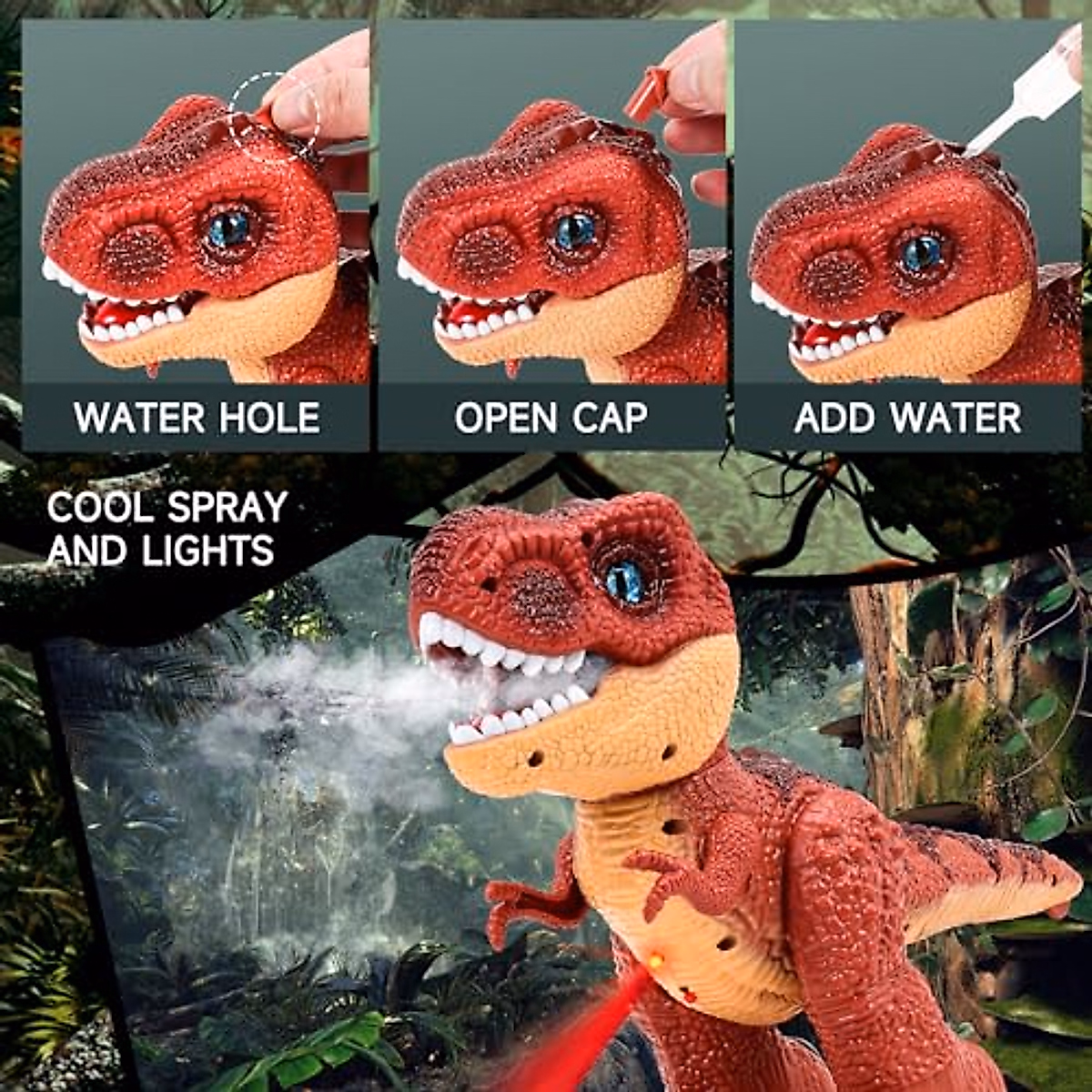 APOBATK T-rex Dinosaur Toys for Kids - Remote Control Dinosaur Toys W/Mist, Rechargeable Jurassic Tyrannosaurus Robot Toys，RC Dino with Lights & Sounds，Dinosaur Toy Gifts for Boys Toddler