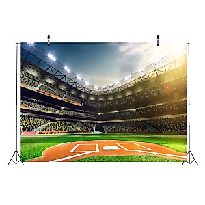 BELECO 7x5ft Fabric Baseball Backdrop Baseball Field Stadium Photography Backdrop for Baby Shower Birthday Party Decoration Sport Games Photo Background Props