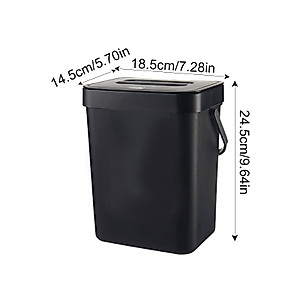 COMODA Kitchen Compost Bin for Countertop, Mountable Indoor Compost Bucket Waste Bin with Lid, Hanging Small Trash Can with Lid Under Sink for Kitchen Bathroom, black, LK065QTCQS365J85