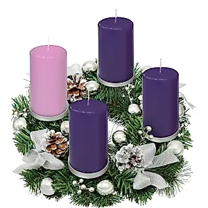 Title: Advent Candles Set of 4 – Made in the USA None Drip Advent Pillar Candles – Unscented Purple & Pink Advent Candles for Church and Home Advent Décor decoration Advent Wreaths Rings Candle Holder