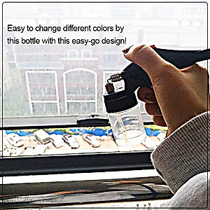 T TOGUSH Single Action Siphon Feed Airbrush with 5pcs of 0.3mm Bottles and 5pcs 0.5mm Bottles, External Mix Airbrush Kit Easily Change Colors, for Model Paint Craft Wall Painting Furniture Repainting
