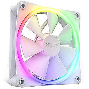NZXT F120 RGB Fans - RF-R12SF-W1 - Advanced RGB Lighting Customization - Whisper Quiet Cooling - Single (RGB Fan & Controller Required & NOT Included) - 120mm Fan - White