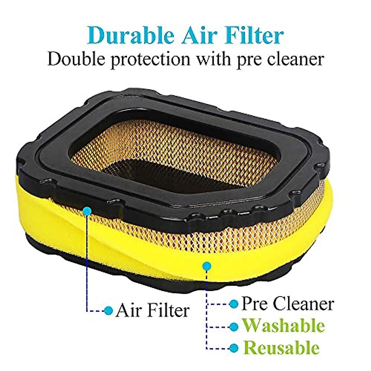 HOODELL 2 Pack 32 083 03 Air Filter Fit Kohler Courage Engine SV710 SV715 SV720 SV730 SV735 SV740 Lawn Mower, Replace 32 083 05-S Pre Cleaner 32 883 03-S1 Air Filter