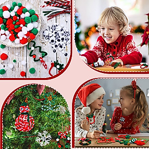 800 Pcs Christmas Pipe Cleaners Sets Include 200 Pcs 10 Colors Chenille Stems 200 Pcs 5 Sizes Self Adhesive Wiggle Googly Eyes 400 Pcs 4 Sizes Art and Crafts Pompoms for DIY Making (Fresh Color)