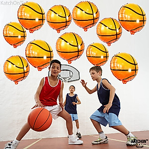 KatchOn, Big Pack of 10, Basketball Balloons - 18 Inch, Basketball Decorations | Mylar Basketball Balloon for Homecoming Decorations, Basketball Party Decorations | Basketball Birthday Decorations