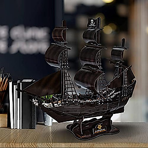 Fanbusa 3D LED Puzzle Ship Model Kits for Adults Kids to Build, Ship Building Kits Desk Decoration Sailboat, Large Model Pirate Ship Kits Watercraft Family Puzzle for Men Women Gifts