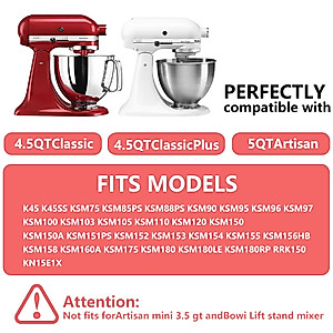 5 QT Stainless Steel Mixer Bowl for Kitchenaid Stand Mixers, Kitchen Aid Mixing Bowl for 4.5-5 QT Tilt-Head Mixer with Handle