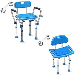 UGarden Upgraded Stainless Steel Shower Chair with T-Shaped Wide Back, 400LB Safety Shower Chair for Inside Shower, Anti Slip Adjustable Bath Chair Blue, Shower Seat for Bathtub for Seniors/Disabled