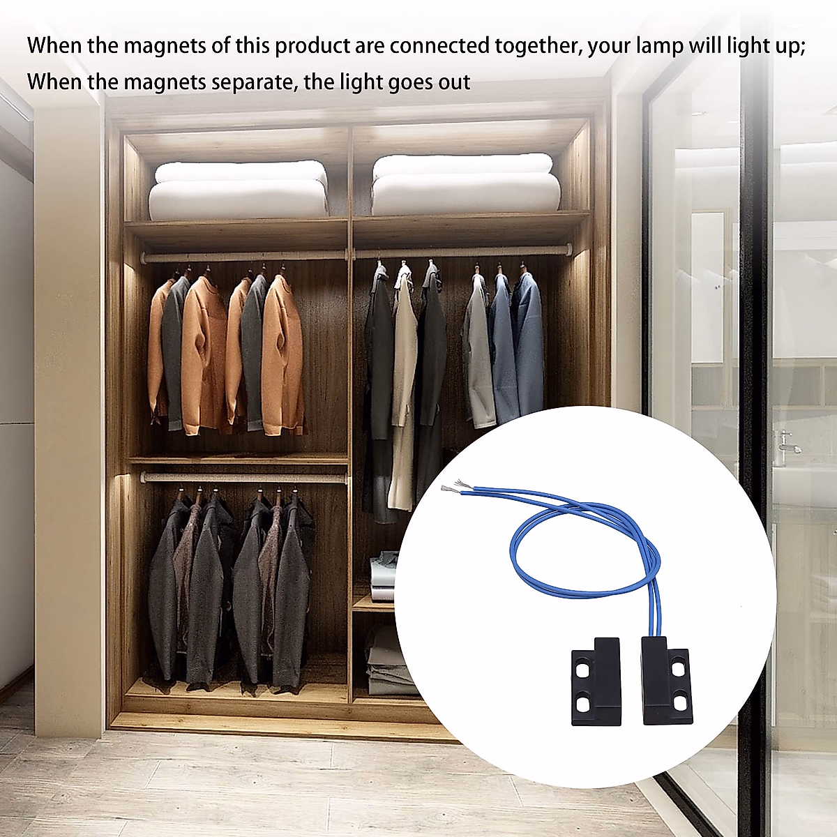 Bstinay AC110-220V Door Window Reed Switch Black Normally Open Magnetic Door Contacts Switch