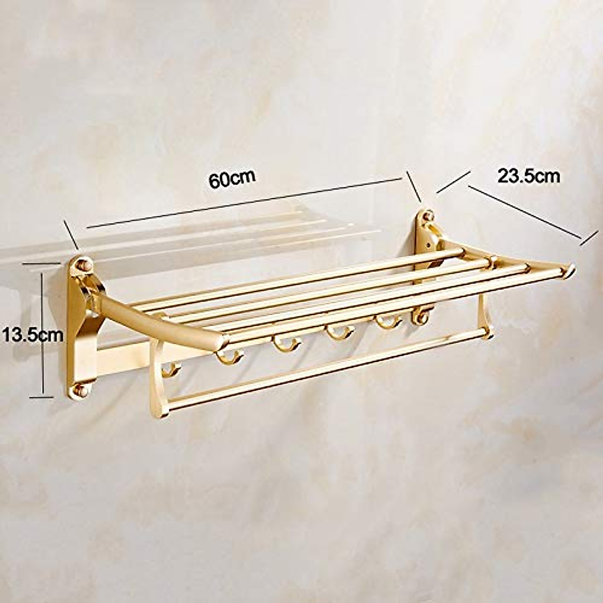 SXNBH Towel Holder Bathroom Space Aluminum Rose Gold Hanger Fold Matt Bath Towel Rack Wall Mount Washroom Shelf Double Towel Rail para