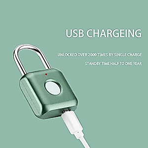 BOREAD Fingerprint Padlock, Smart Keyless Lock for Locker, Backpack, Suitcase, Travel Luggage,Cabinet, Drawer, Indoor, School Locker Lock,Portable USB Rechargeable (Green)