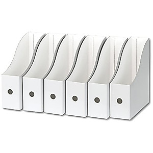 Simple Houseware White Magazine File Holder Organizer Box (Pack of 6)