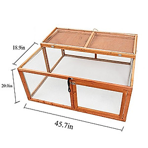 Magshion Foldable Chicken Coop No Assembly Required Wooden Bunny Rabbit Hutch Spacious Pet Hutch Playpen House Outdoor Small Animal Nesting Box 45.7 Inch (Natural)