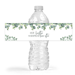 Your Main Event Prints Eucalyptus Wedding Bridal Shower Bottle Wraps - 25 Neutral Greenery Floral Water Bottle Labels - Perfect Decoration Favors