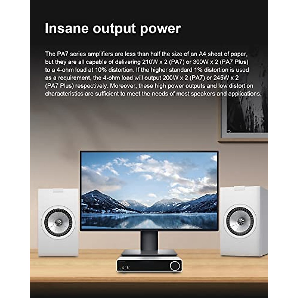 Topping PA7 Series PA7 Plus XLR TRS RCA Input Fully Balanced High Performance Power Amplifiers (PA7 Plus Black)