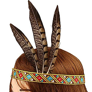 Amosfun Indian headdress headband for native American costume- Indian Halloween costume adult headband- Headpiece Fashion Elegant Flapper Headband- Hair Decoration