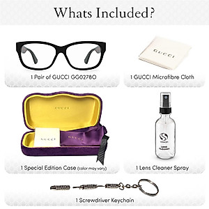 Gucci GG0278O Designer Fashion Eyeglasses Stylish Wide Rectangular Frame Eyewear with Luxury eSHADES Kit - Embrace Sophistication and Elegance