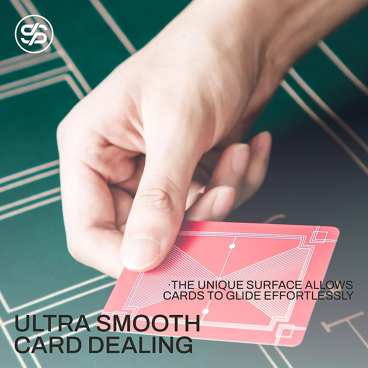 SLOWPLAY 70 x 35 Inch Texas Hold'em Poker Mat | Portable Poker Table Top with Art Deco Layout Print, Hemmed Edges, Smooth Surface, and Premium Carrying Bag for Games Everywhere