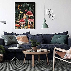 Stamped Cross Stitch Kits, Mushroom Needlepoint Butterfly Counted Cross Stitch Kits for Adults Beginners,Full Range of Cross-Stitch Stamped Kits Needlecrafts for Home Wall Decor Cross Stitch Patterns