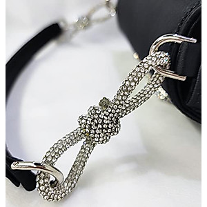 Double Bow Rhinestone Evening Handbag for Women Mini Hobo Bag Tote Bag Elegant Purses for Wedding Travel Party