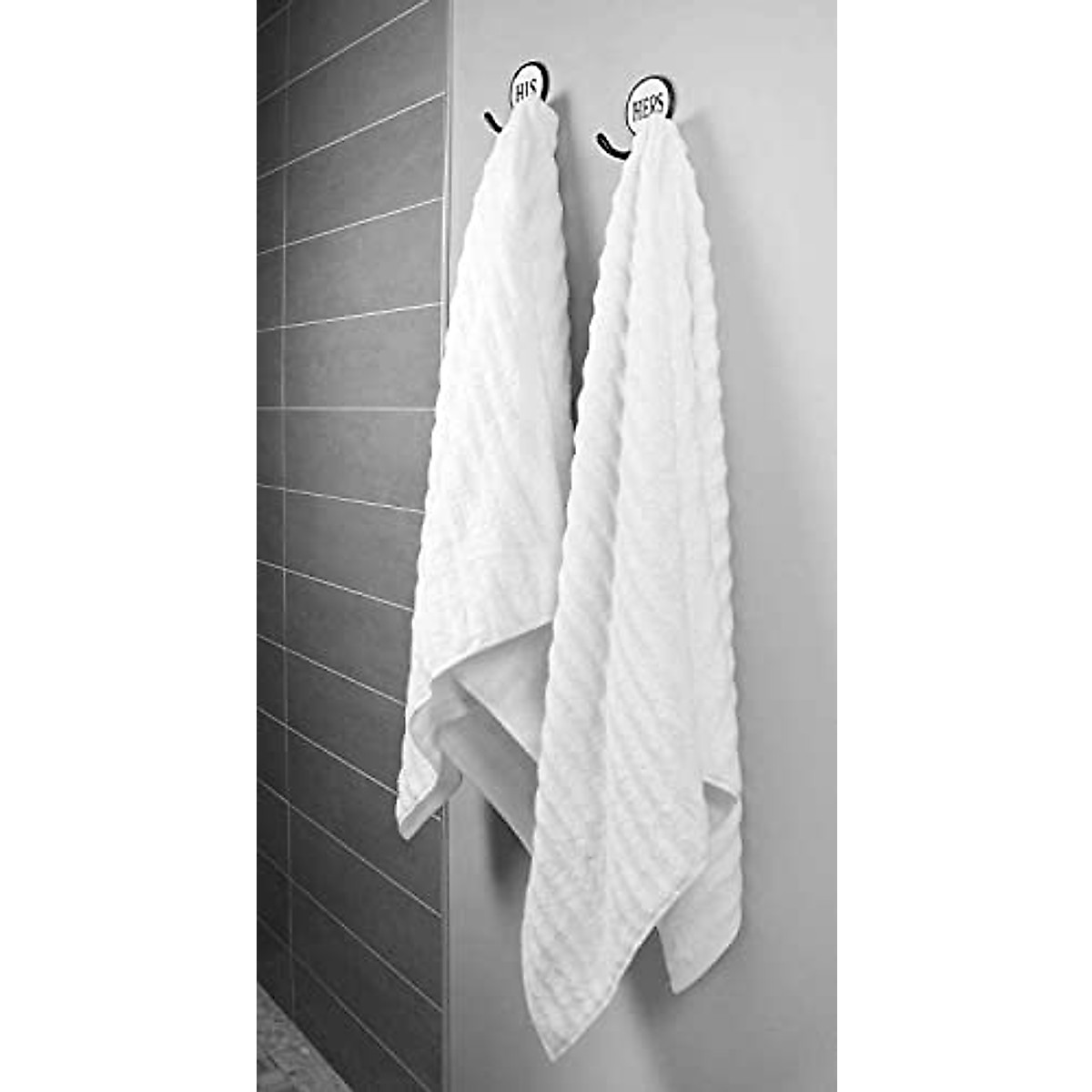 AuldHome His and Hers Towel Hooks (Set of 2); Cast Iron Rustic Farmhouse Decor Door Wall Hangers