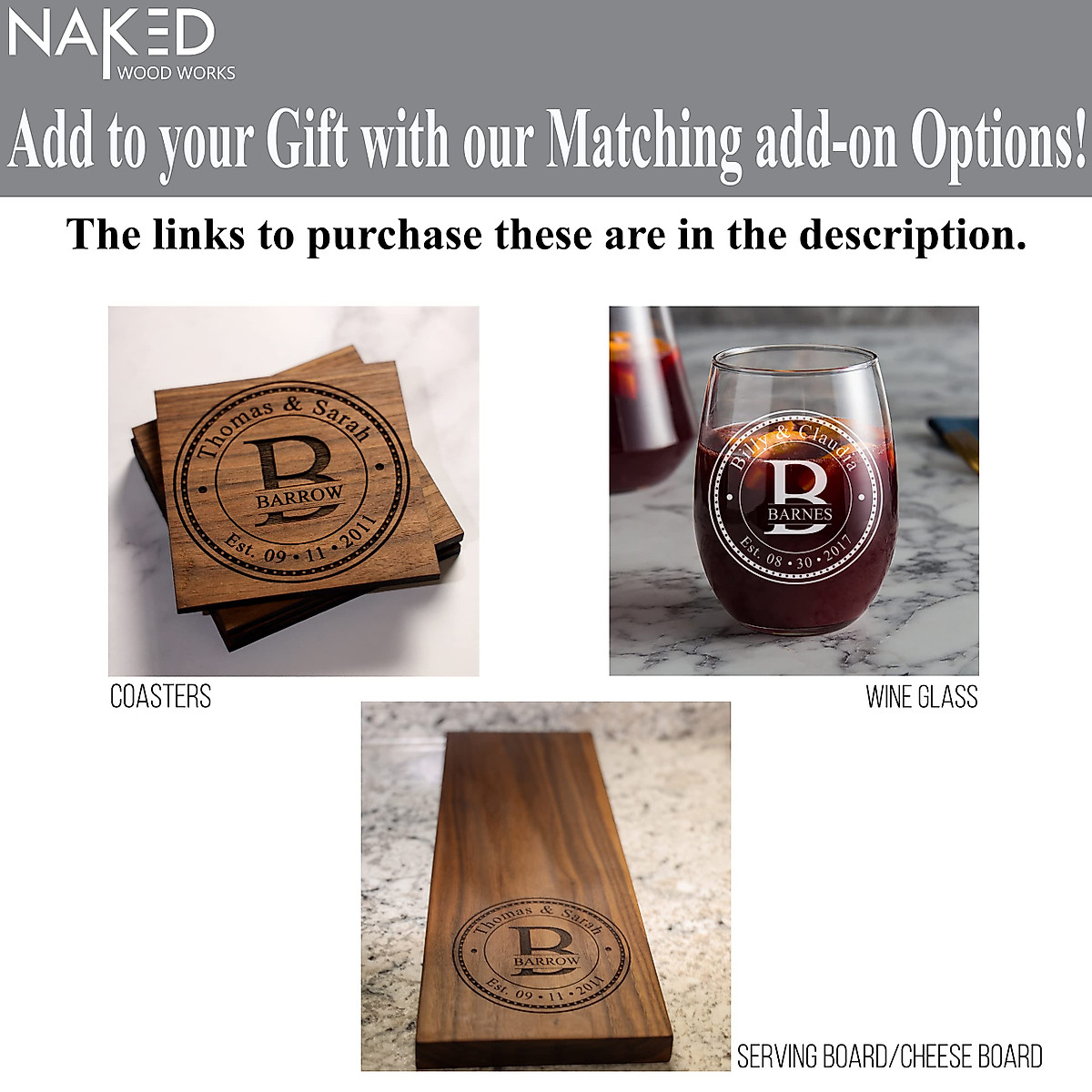 Personalized Cutting Boards - Laser Engraved Handmade Cutting Boards - Maple or Walnut Wood Cutting Boards for Kitchen - 2 Way Display or Charcuterie Boards - Personalized Gifts for Couples