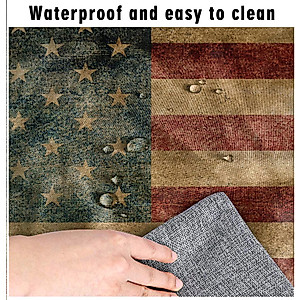 4th of July Rectangle Fitted Tablecloth, American Flag Indenpendence Day Elastic Edged Table Cover, 30x72 Inch, Waterproof Polyester Picnic Table Cloth for Outdoor Indoor Travel Party Patio Use