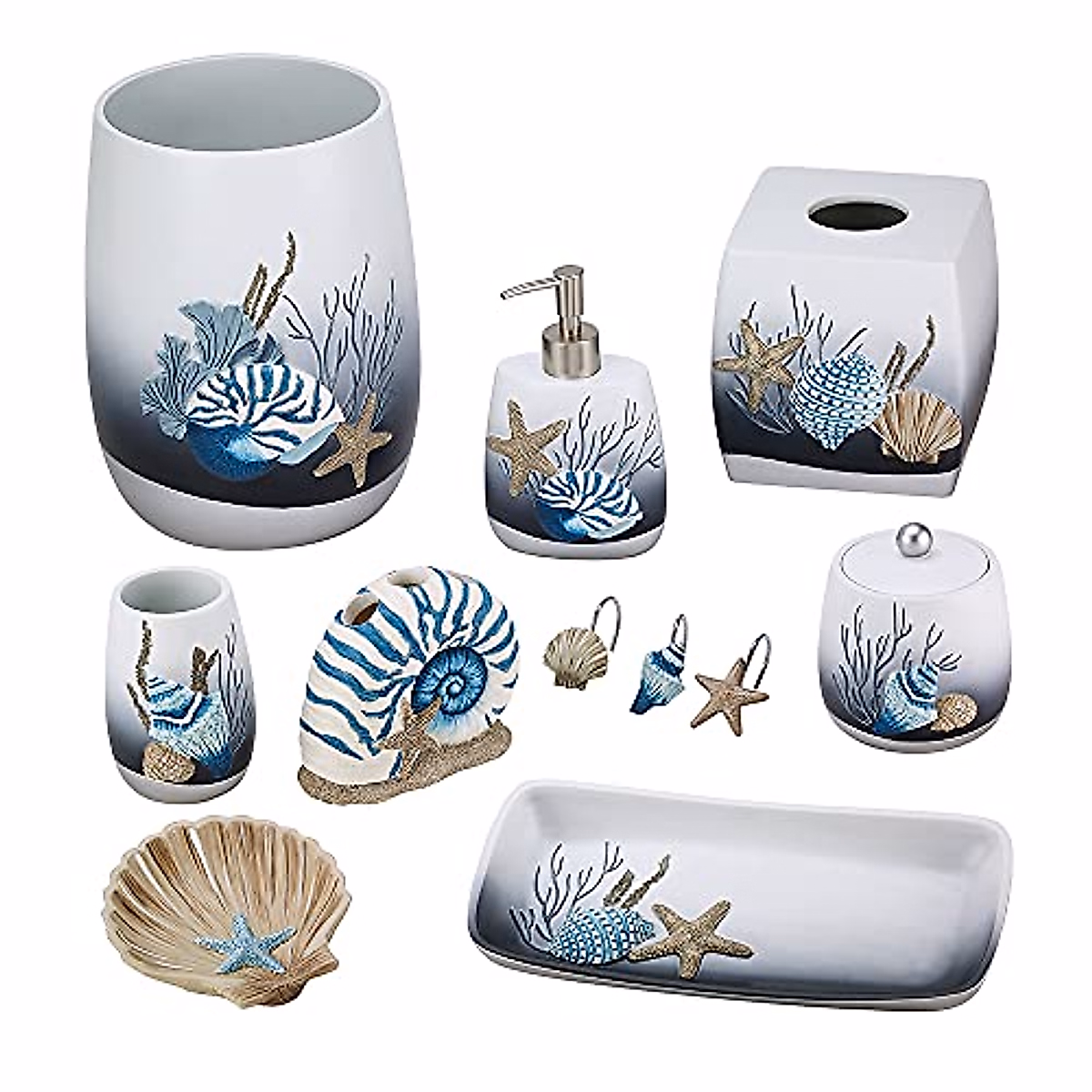 Avanti Linens - Wastebasket, Decorative Trash Can, Oceanscape Inspired Bathroom Decor (Blue Lagoon Collection)