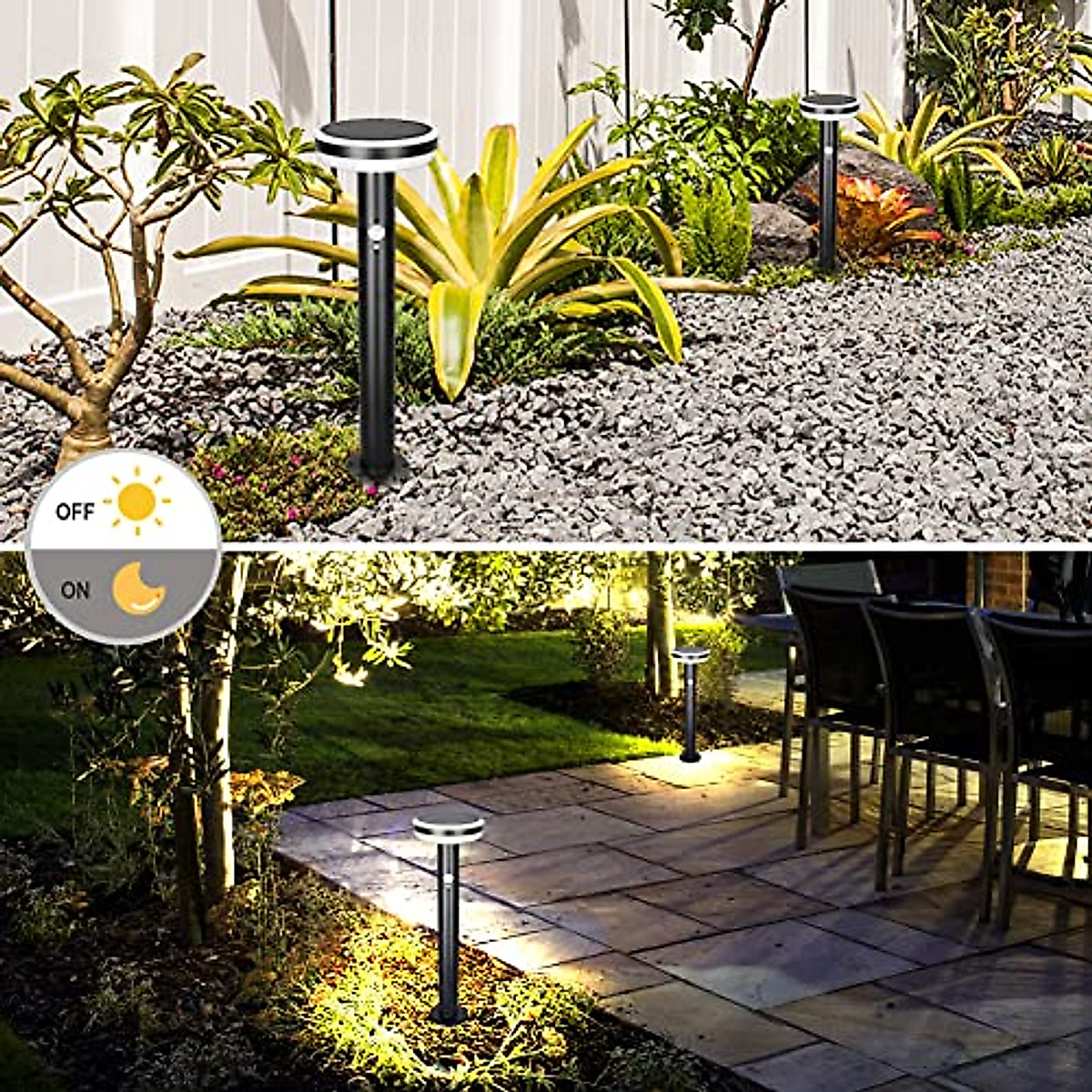 BRIMMEL Solar Garden Light Outdoor, Path Light Super Bright 600 Lumen LED Landscape Lamp, Motion Sensor Dusk-to-Dawn Auto ON/Off Waterproof Cordless Light for Driveway Walkway, Solar Powered, 20"
