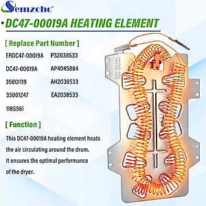 Dryer Heating Element and Thermal Fuses Fit for sam-sung DV395ETPASU/A1, DV456EWHDWR/AA, DV393ETPAWR/A1, DV395ETPAWR/A1, DVE45N5300W/A3, DV328AEW/XAA, DV456ETHDSU/AA, DV395ETPARA/A1, DV456EWHDWR/AA