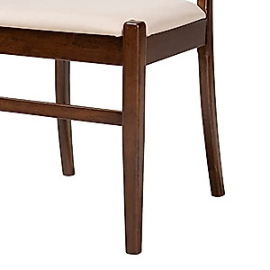 Baxton Studio Delphina Mid-Century Modern Cream Fabric and Dark Brown Finished Wood 2-Piece Dining Chair Set