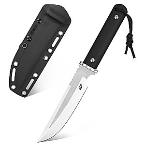 Eafengrow EF123 Fixed Blade Knife 14c28n Steel Blade G10 Handle Fixed Knife for Outdoor Camping Hunting Survival Tool Knives with Kydex Sheaths(Black)