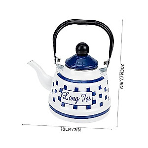 SECFOU Enamel Steel Handle Pot Retro Coffee Maker Espresso Machine White Stainless Steel Kettle Flute Kettle Tea Kettle Stovetop Kettle Stovetop Vintage Kitchen Kettle Household Teakettle