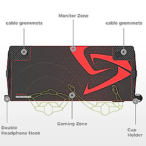 EUREKA ERGONOMIC 65 inch Electric Height Adjustable Gaming Desk Standing Desk, Large Gaming Computer Desk with RGB LED Lights and Extended Gaming Mouse mat for Gaming and Home Office,Black