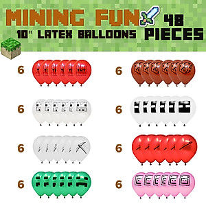 Blue Orchards Mining Fun Balloons (48 Pieces) - 10" Printed Latex Balloons, Mining Themed Party Supplies, Mining Party Decorations, Mining Party Balloons, Pixel Miner Party and Video Game Party