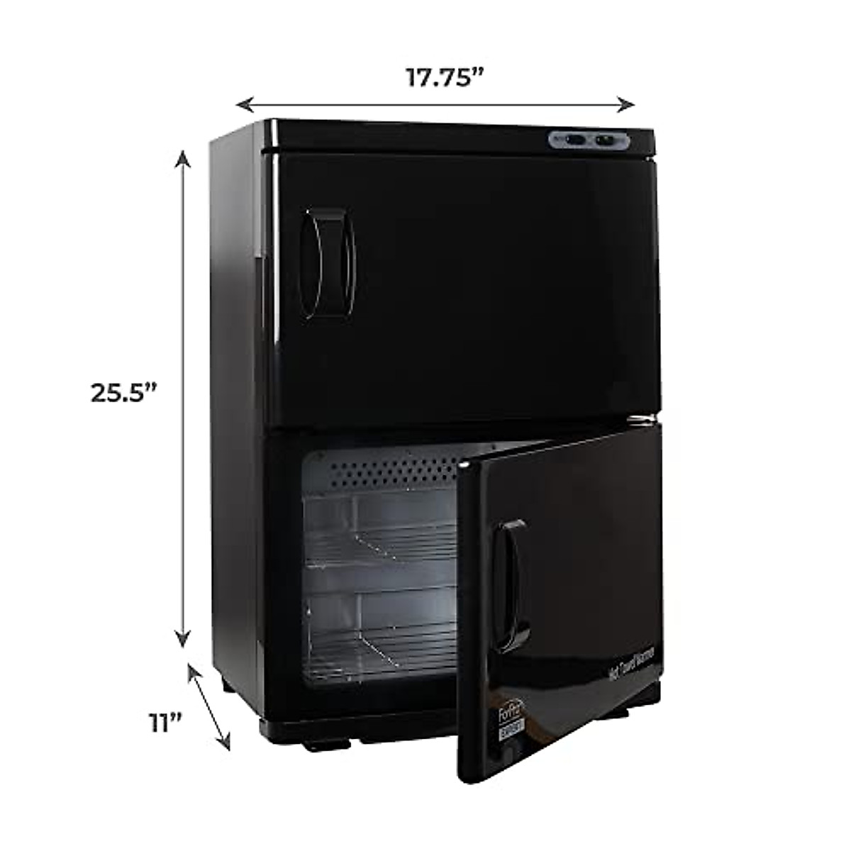 ForPro Expert Double Hot Towel Warmer, 46L Extra Large Capacity, Holds 48 Towels, Rust Resistant Towel Heater with Stainless Steel Racks, 25.5” H x 17.75” W x 11” D, Black