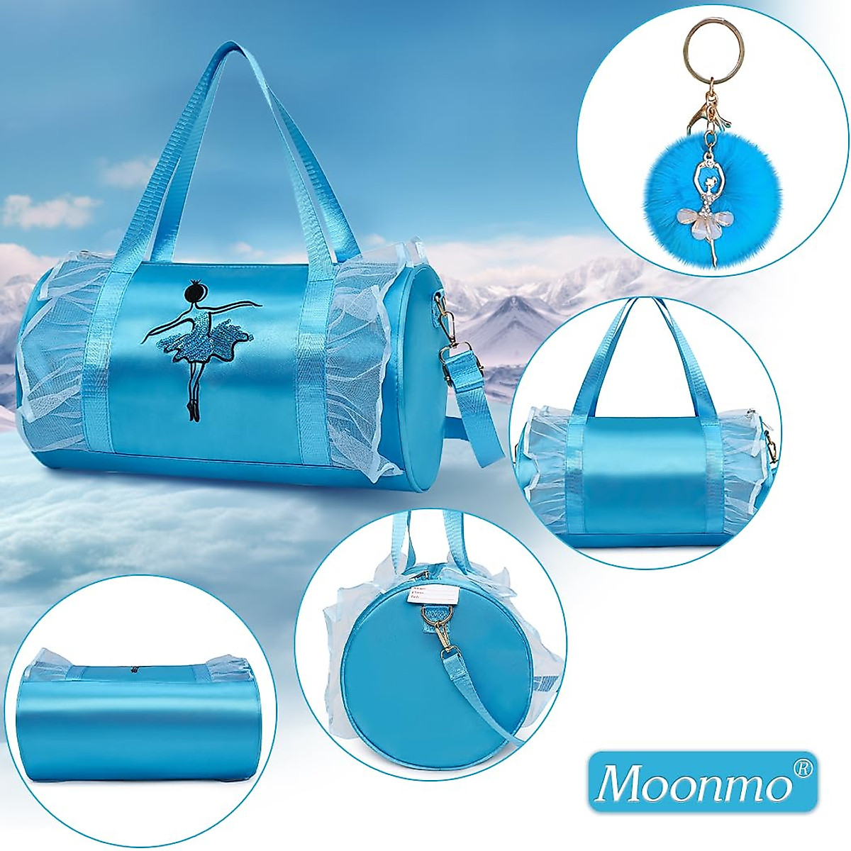 Moonmo Cute Ballet Dance Bag GirlsTutu Dress Dance Bag, Girls Lightweight Dreamy Bag Ballerina Dance Bag (Blue Dance Girl)
